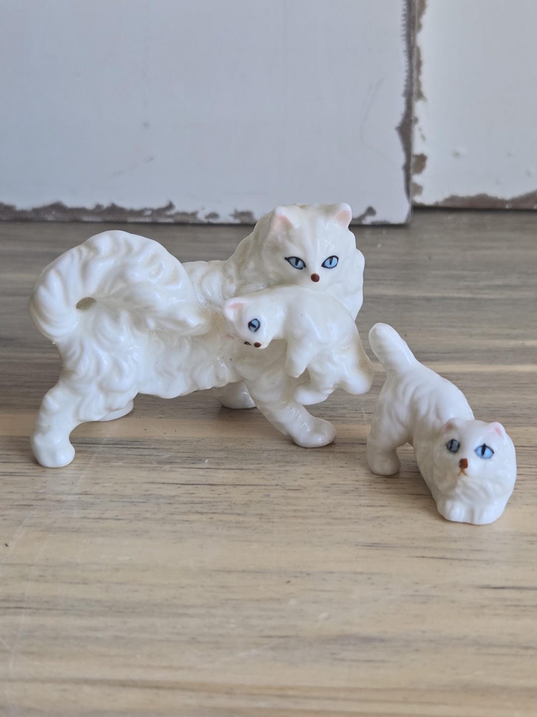 Bone China Miniature Persian Cat and Kitten Figurines Made in Japan ...