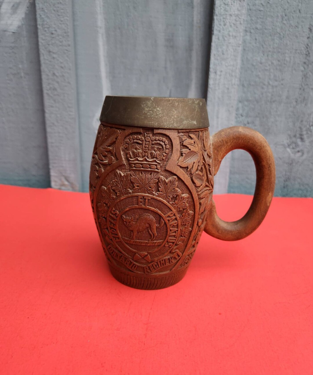 Ontario Regiment Carved Wood Tankard RCAC Stein Fidelis Et Paratus - Etsy