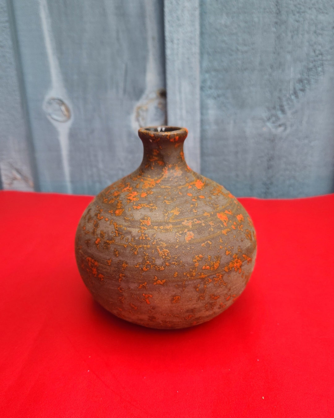 Huronia Pottery Vase Orange Splatter Vase Made in Canada - Etsy