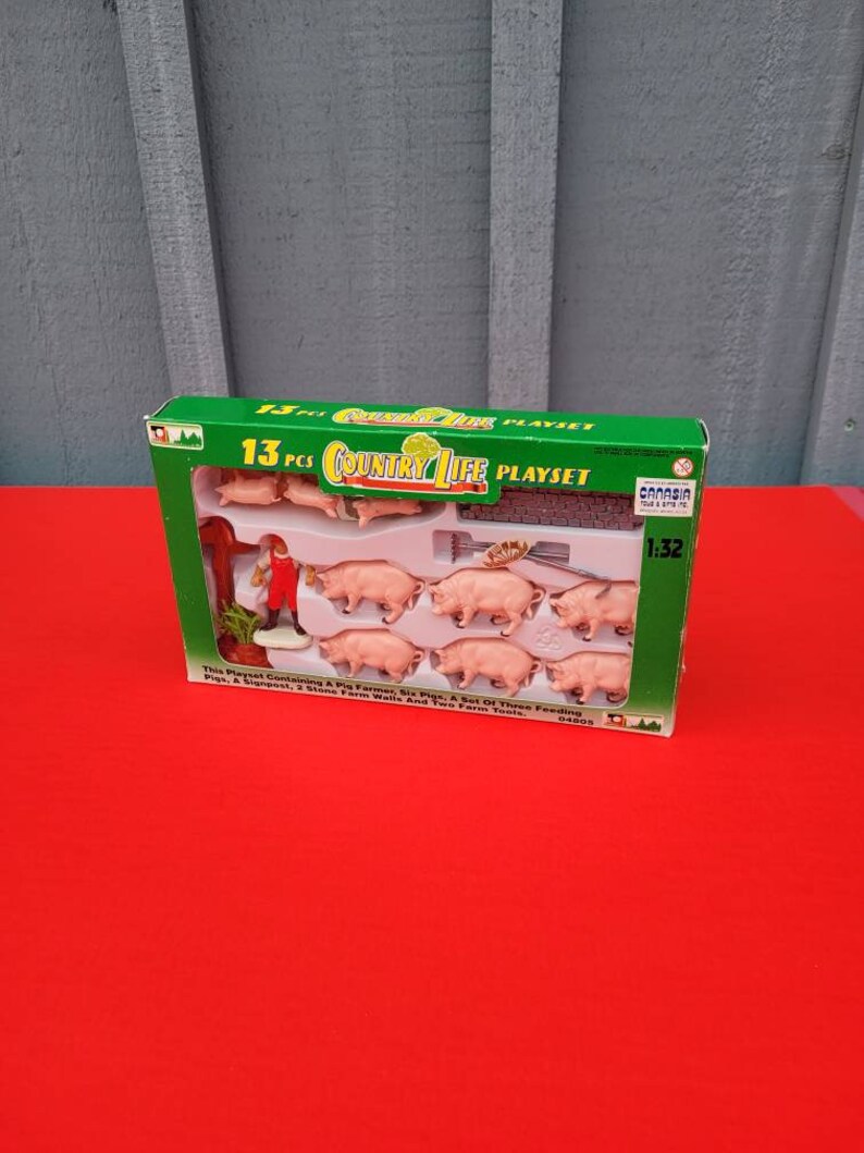 Country Life Playset 13 Pcs Pig Farmer and Pigs 1:32 Toymark - Etsy
