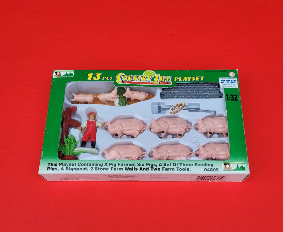 Country Life Playset 13 Pcs Pig Farmer and Pigs 1:32 Toymark Co. Ltd ...