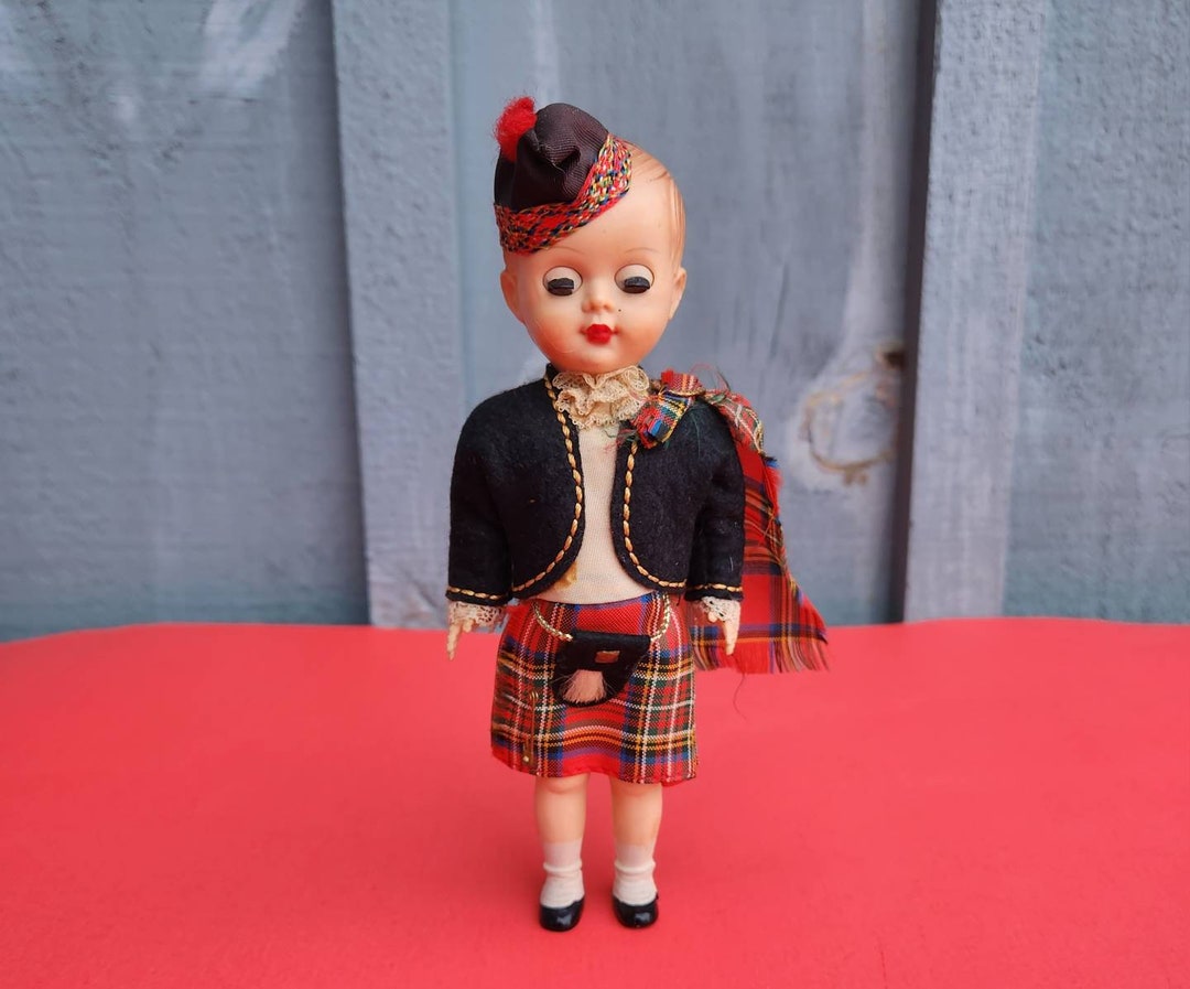 Vintage Scottish Boy Souvenir Doll in Red Tartan Kilt Traditional ...