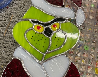 Stained Glass Grinch Window Decor, Grinch Suncatcher,christmas ...