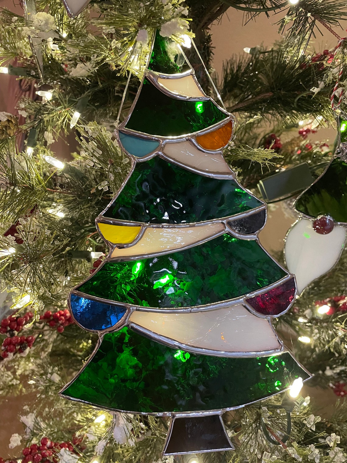 Stained Glass Christmas Tree Sun Catcher. - Etsy