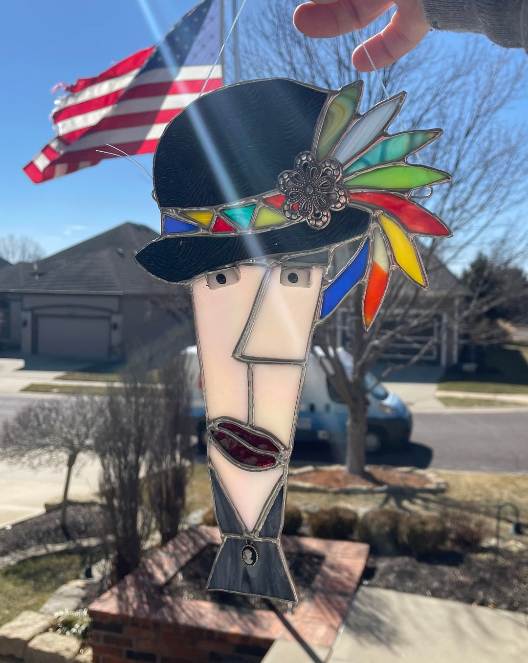 Stained Glass Hat Lady - Etsy