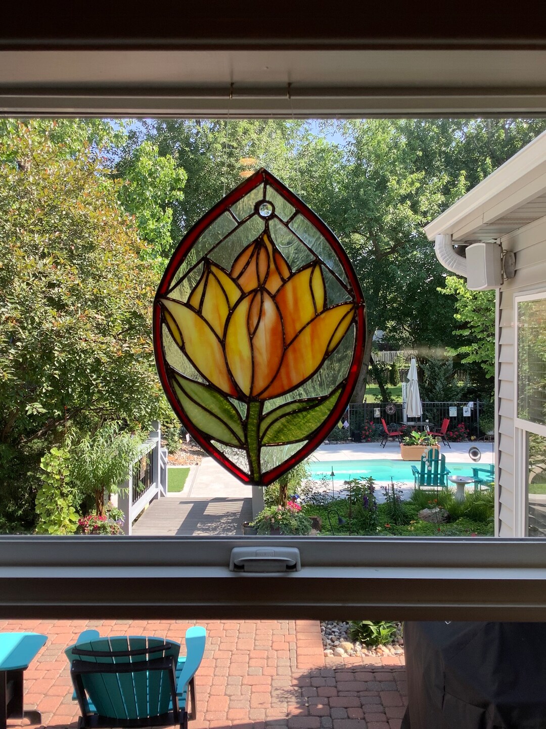 Floral Stained Glass Window Panel - Etsy