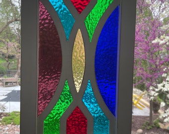 Love & Faith Leaded Stained Glass Window Panel Church Stained Glass Red ...