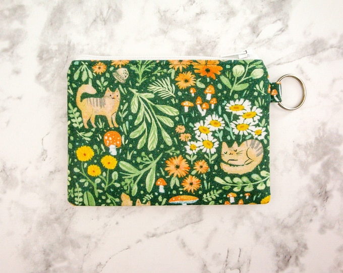 Cottagecore Cats and Mushrooms Zipper Pouch, Coin Purse, Gift for Her ...