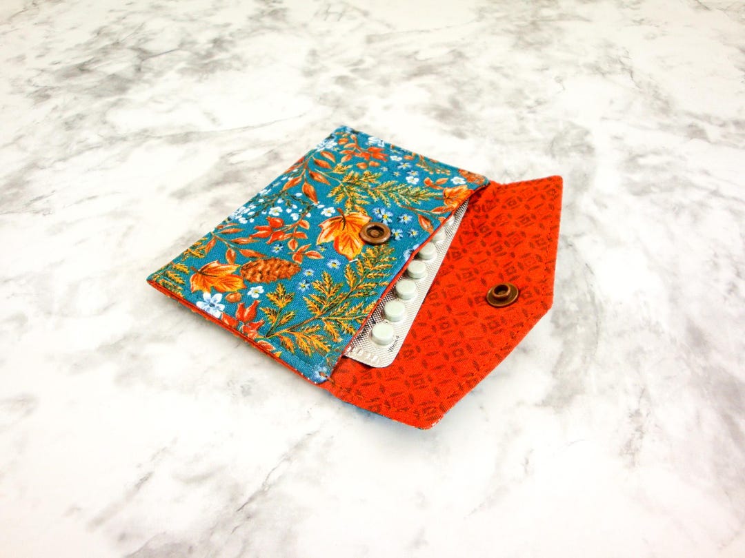 Teal Fall Mini Wallet, Autumn Leaves Reusable Gift Card Holder, Cute ...