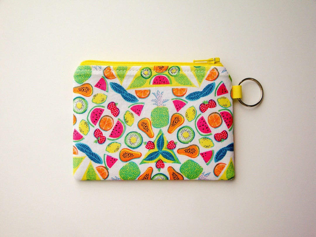 Small Summer Fruit Zipper Pouch, Pink and Green Coin Pouch, Coin Purse ...