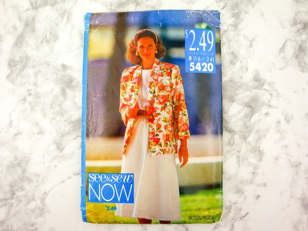 Vintage Butterick See and Sew Pattern 5420 Uncut Misses Jacket, Top and ...