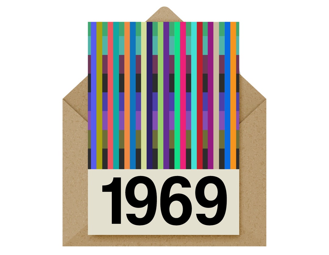 Birthday Card 1969 Mid-century Weave Blank Card Typography Retro Card ...