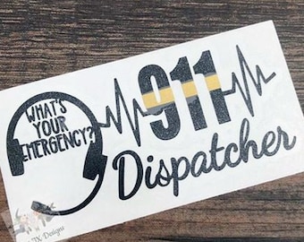 Thin Gold Line Punisher Skull Dispatcher Car Decal. Vinyl Decal. Police ...