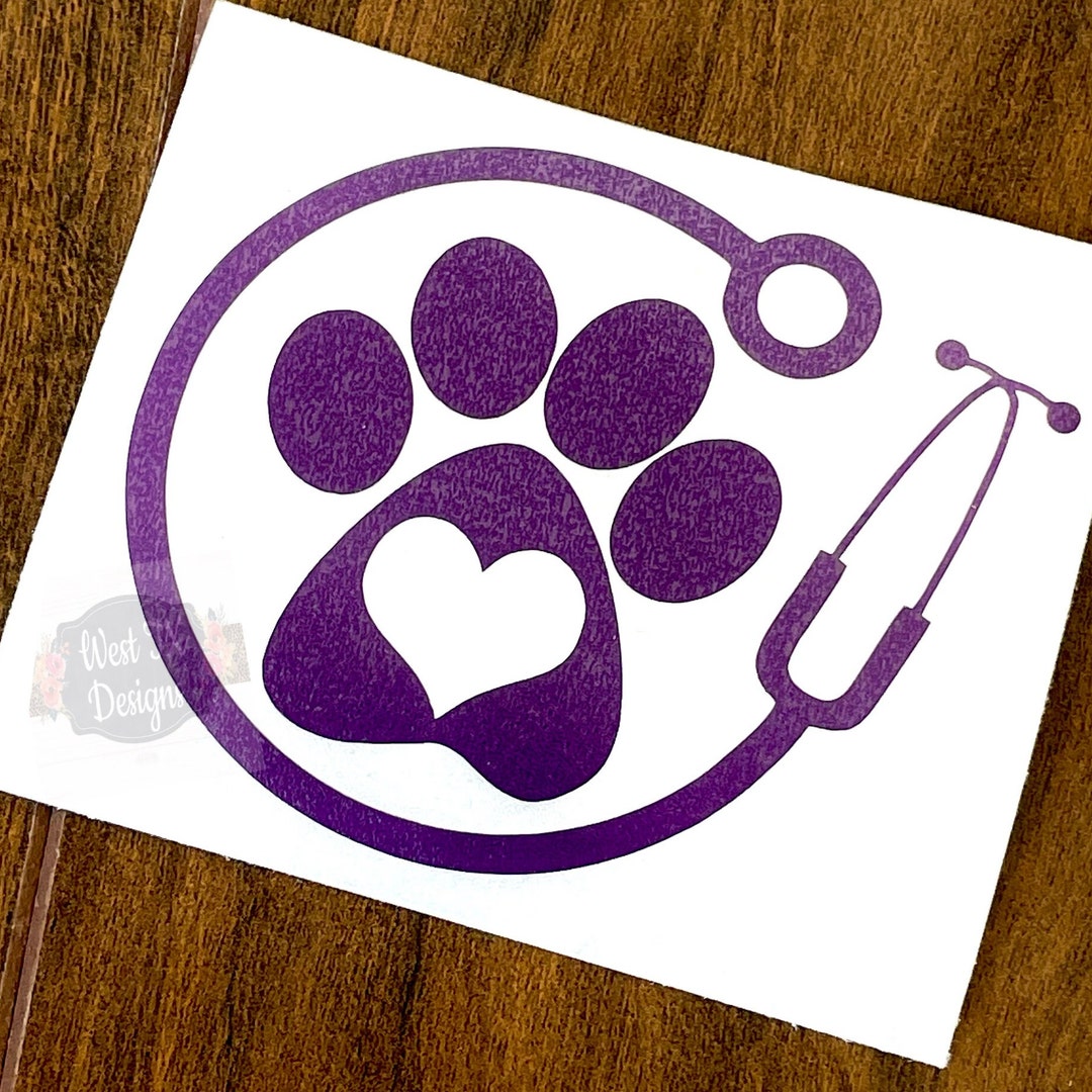 Veterinarian Decal | Vet Tech Decal | Animal Doctor Decal | Paw Print ...