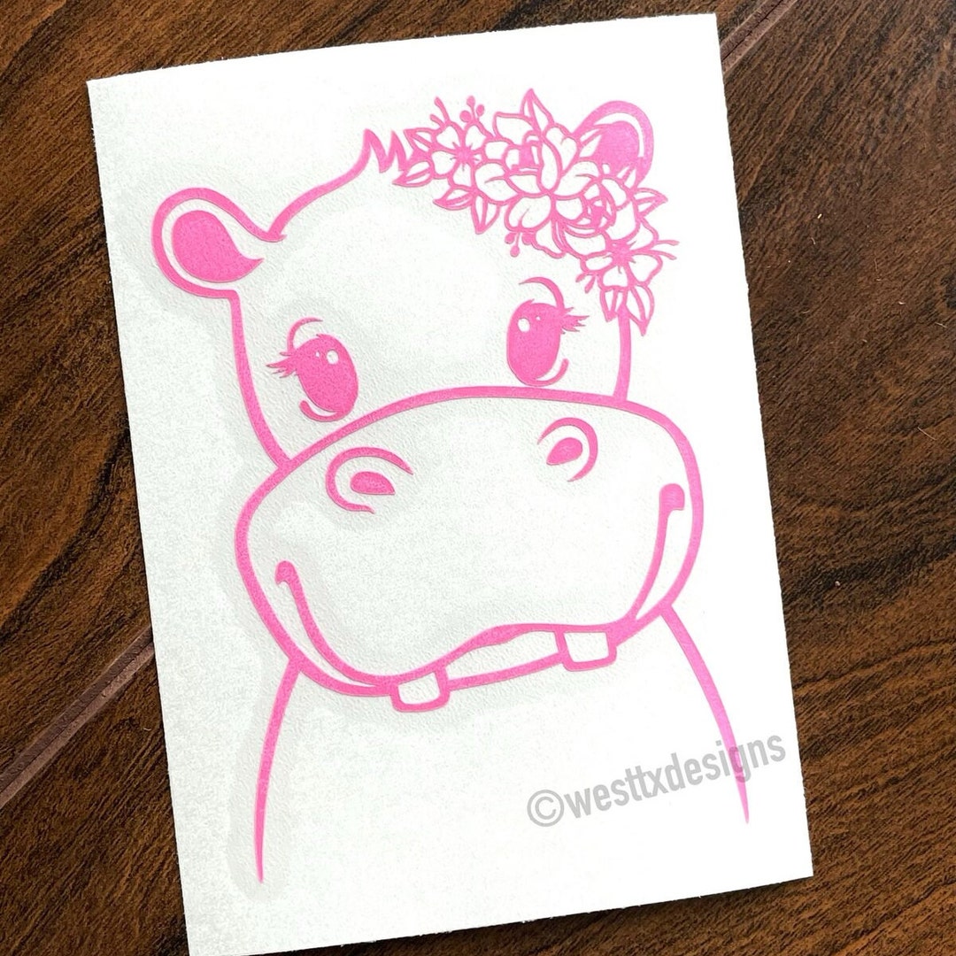 Hippopotamus Decal | Hippo Sticker | Floral Hippo Decal | Boho Decal ...