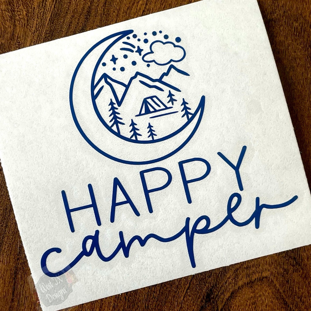 Happy Camper Decal | Happy Camper Sticker | Car Window Decal | RV Decal ...
