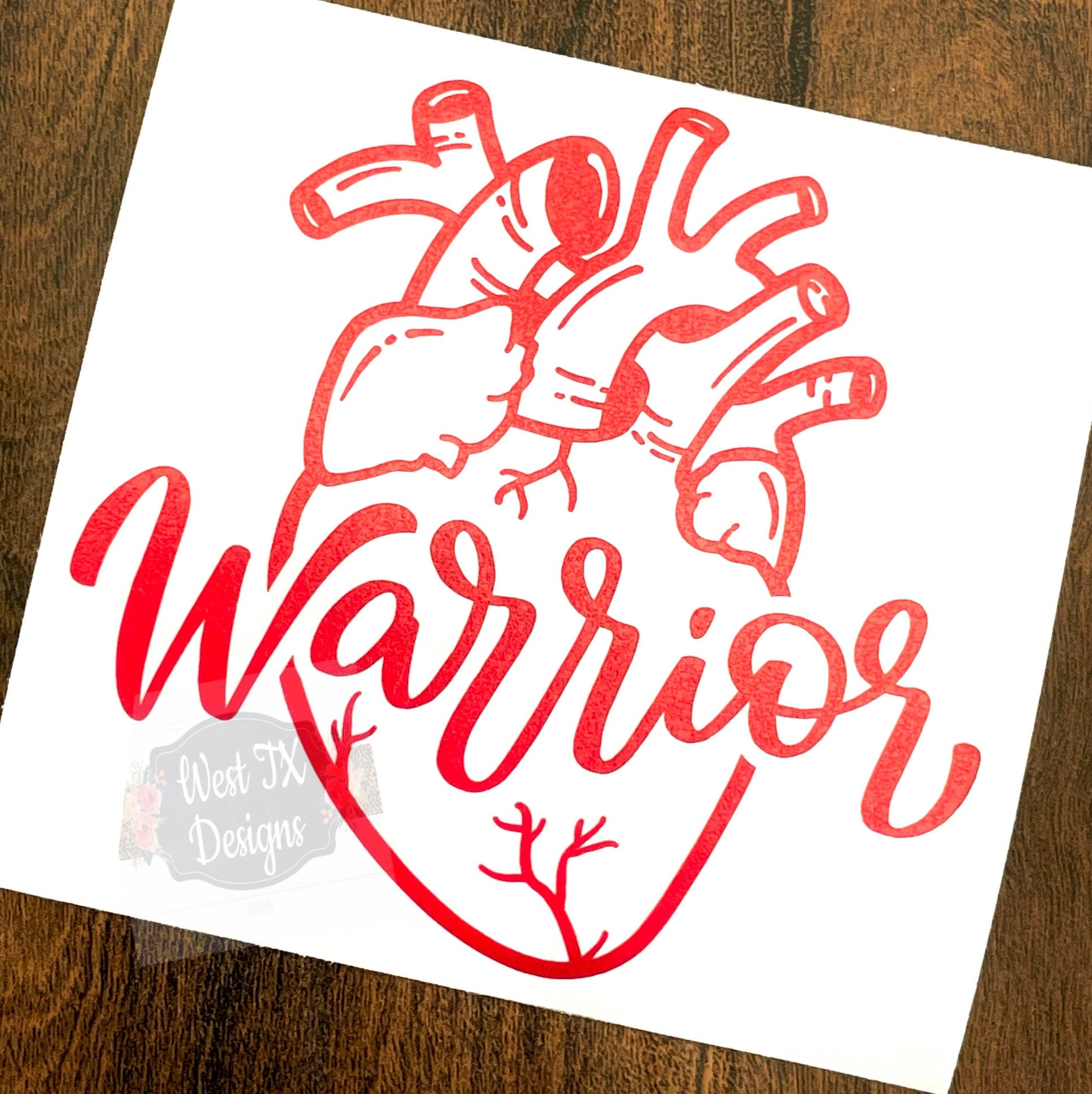 Heart Warrior Decal | CHD Awareness | Anatomical Heart | Heart Disease ...