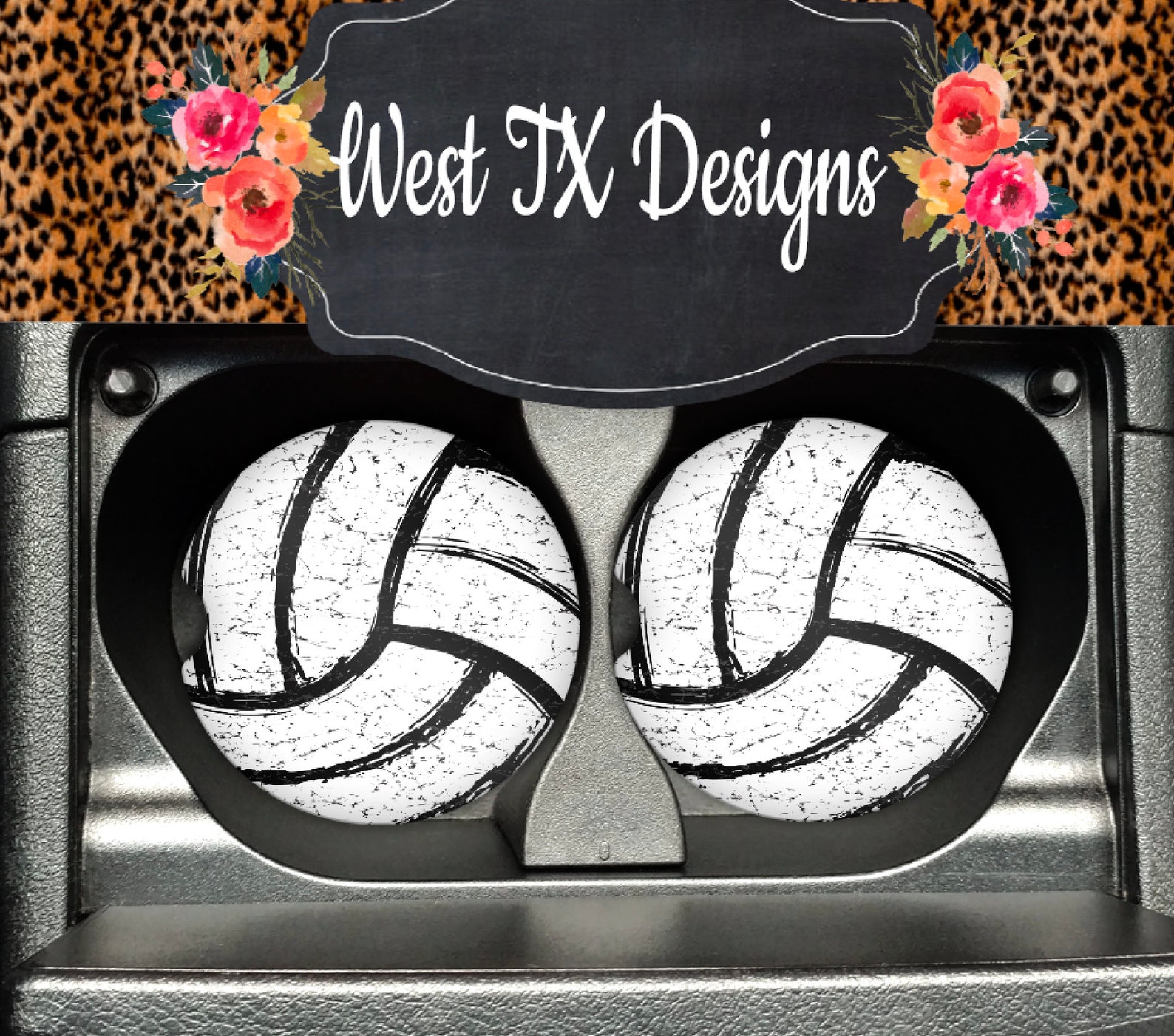 Volleyball Car Coaster | Car Coasters Set of 2 | Car Accessories ...