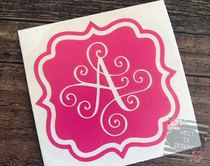 Monogram Initial Decal Round - Etsy