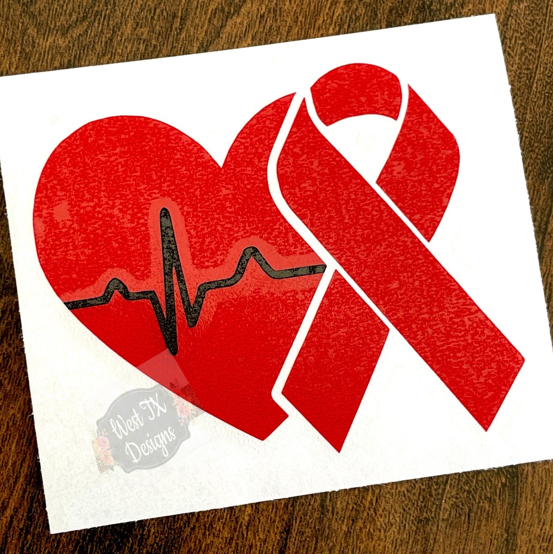 Heart Disease Awareness Ribbon Decal Cardiovascular Heart Etsy