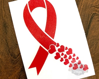 Heart Disease Awareness Ribbon Decal Cardiovascular Heart - Etsy