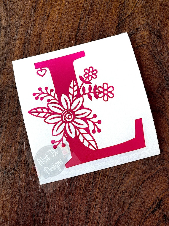 Initial Decal Monogram Decal Personalized Decal Floral | Etsy