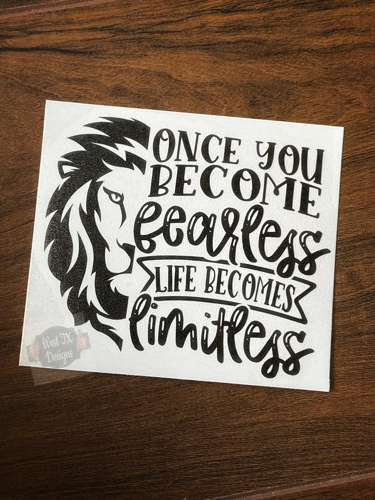 Fearless Decal Limitless Decal Lion Decal Fearless | Etsy