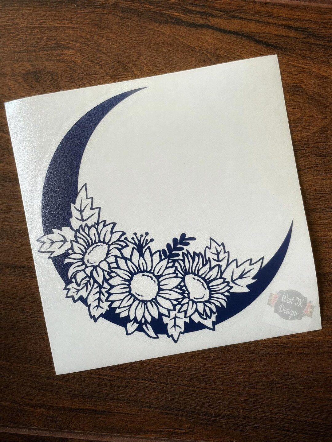 Moon Decal Moon Sticker Crescent Moon Decal Floral Decal Floral Moon ...