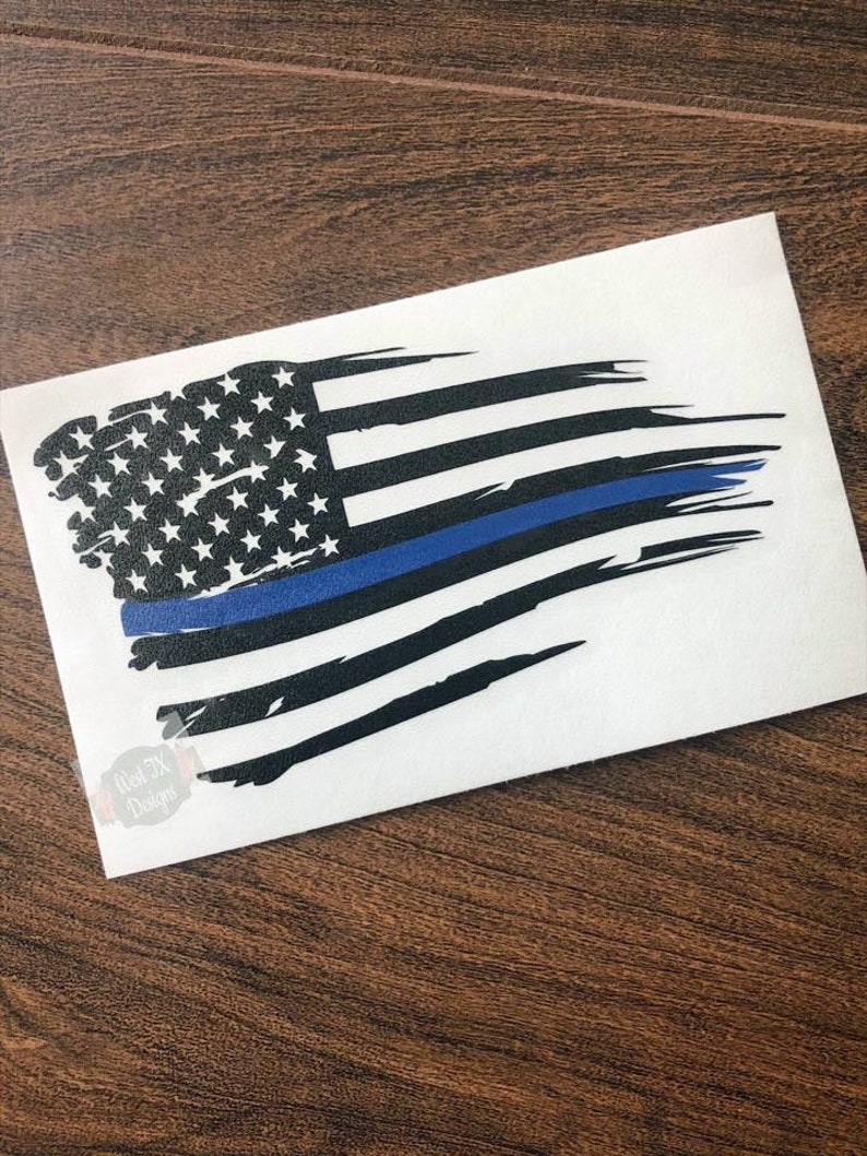 Police Flag Decal Police Sticker Thin Blue Line Decal | Etsy