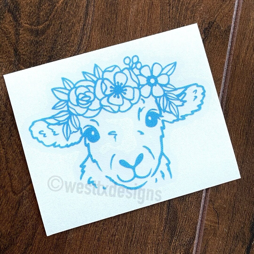 Lamb Decal - Floral Sheep Decal - Car Window Decal - Tumbler Decal ...