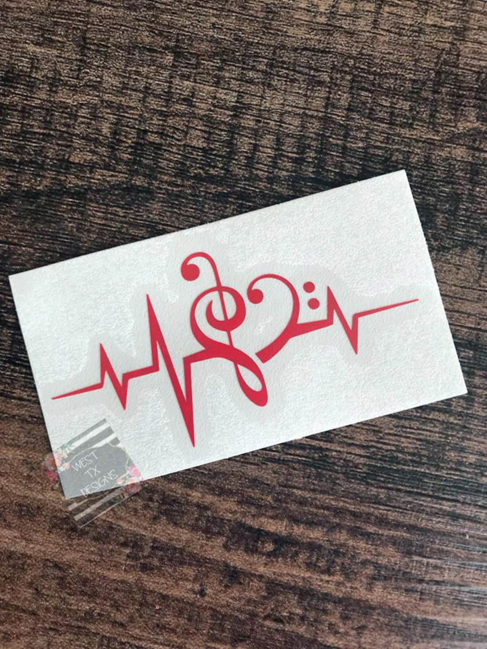 Music Decal Music Note Decal Heartbeat Decal Music Love - Etsy