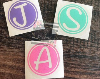 Monogram Initial Decal Round - Etsy