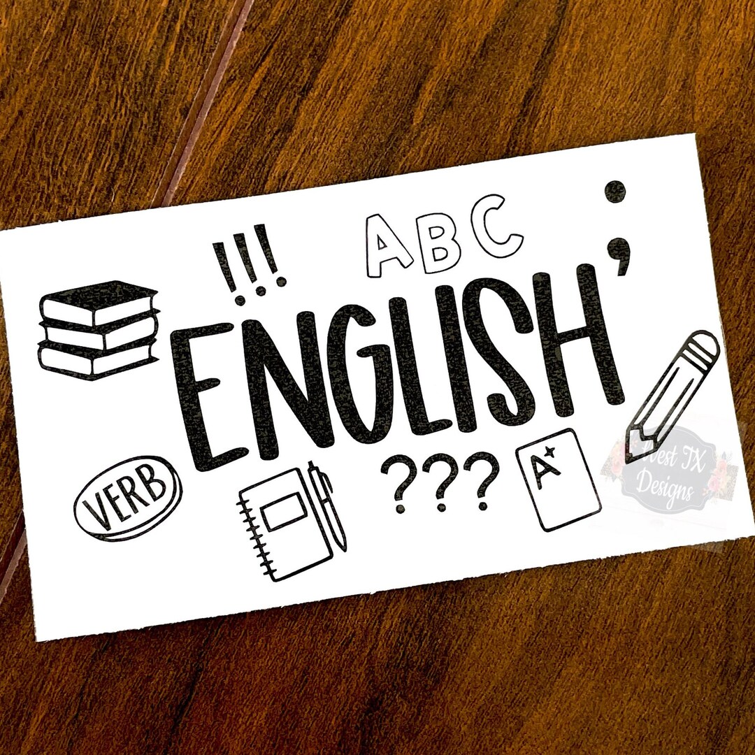 English Decal | Subject Decal | School Decal | School Supplies Label ...