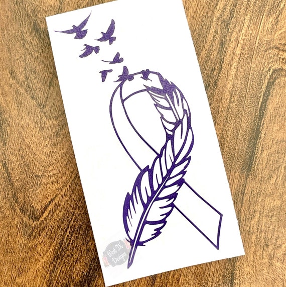 Bumper Stickers cancer awareness Purple ribbon decals laptop decal ...