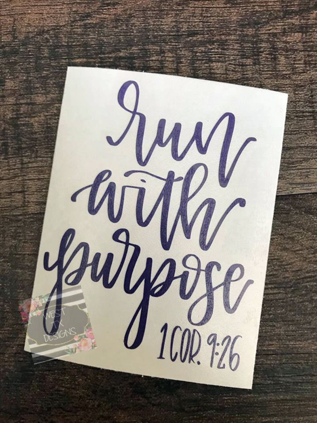 Run With Purpose Decal | 1 Corinthians 9:26 | Bible Verse Decal ...