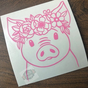 Pig Decal | Pig Sticker | Floral Pig Decal | Boho Decal | Boho Pig ...