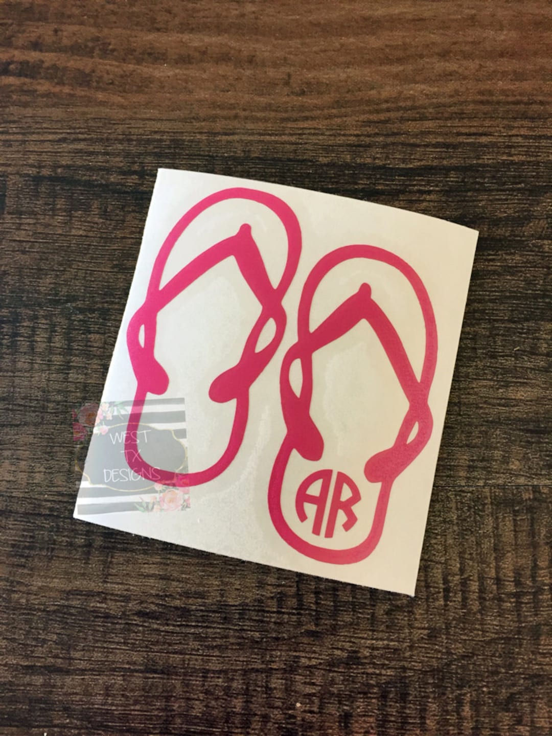 Monogrammed Flip Flop | Flip Flop Decal | Summer Decal | Beach Decal ...