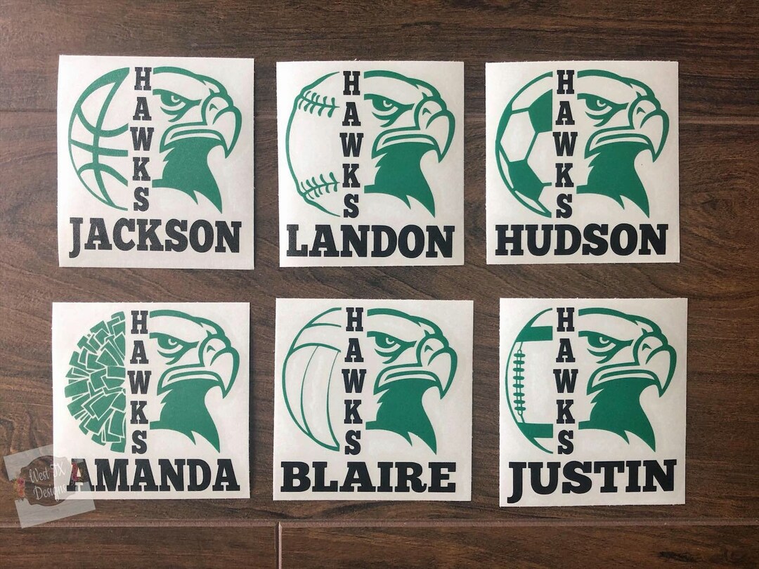 Hawk Decal | Mascot Decal | Hawk Basketball | Hawk Baseball | Hawk ...