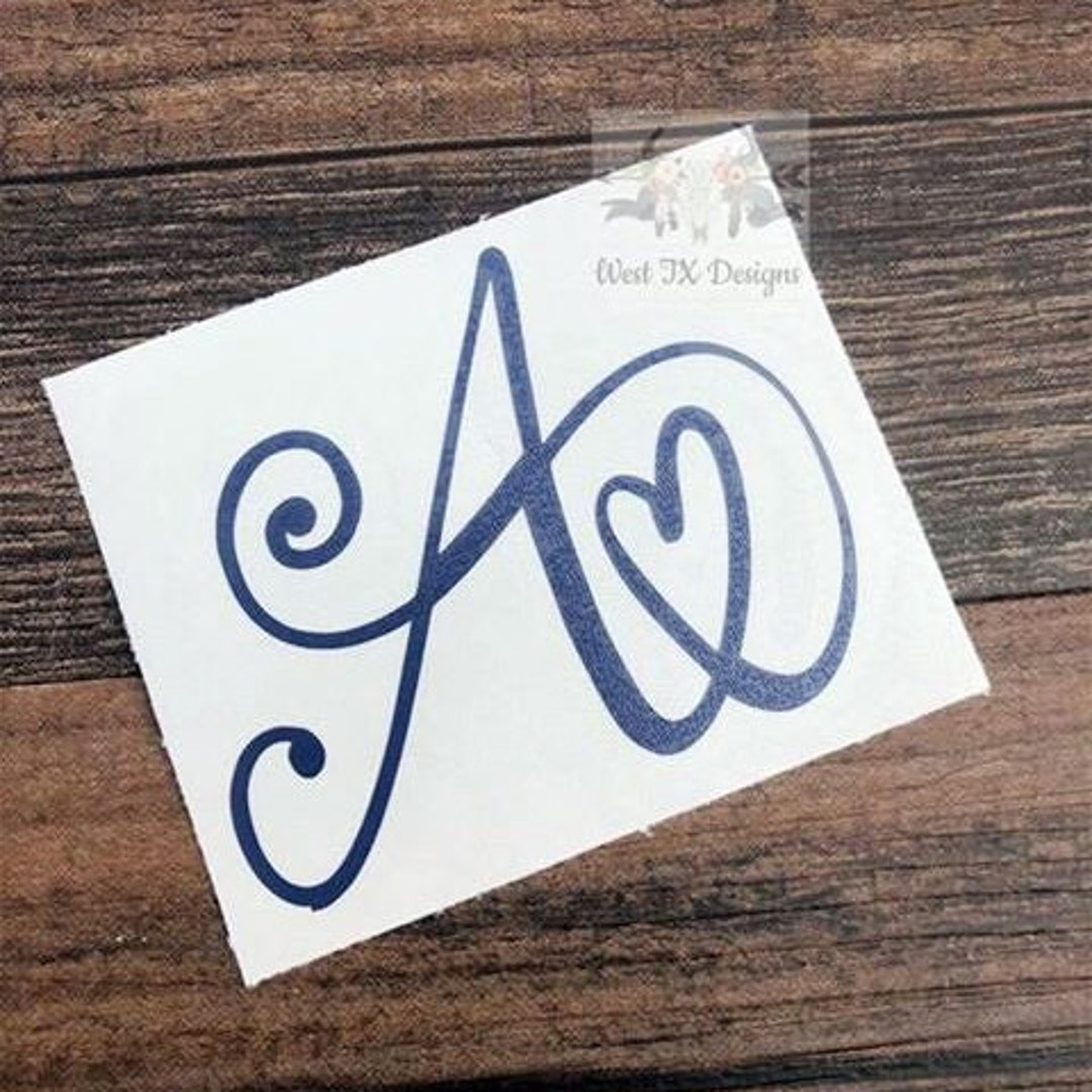 Initial Decal | Monogram Decal | Personalized Decal | Initial Heart ...
