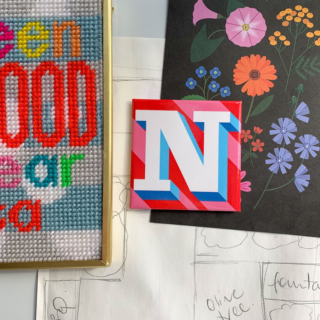 Red Letter N Magnet - Etsy
