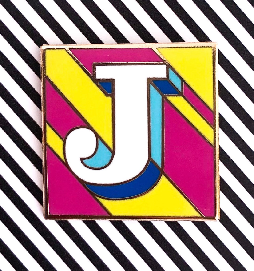 J Enamel Alphabet Pin Badge - Etsy