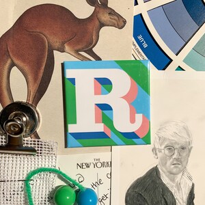 Turquoise Letter R Alphabet Tapestry / Needlepoint Kit in Half Cross ...