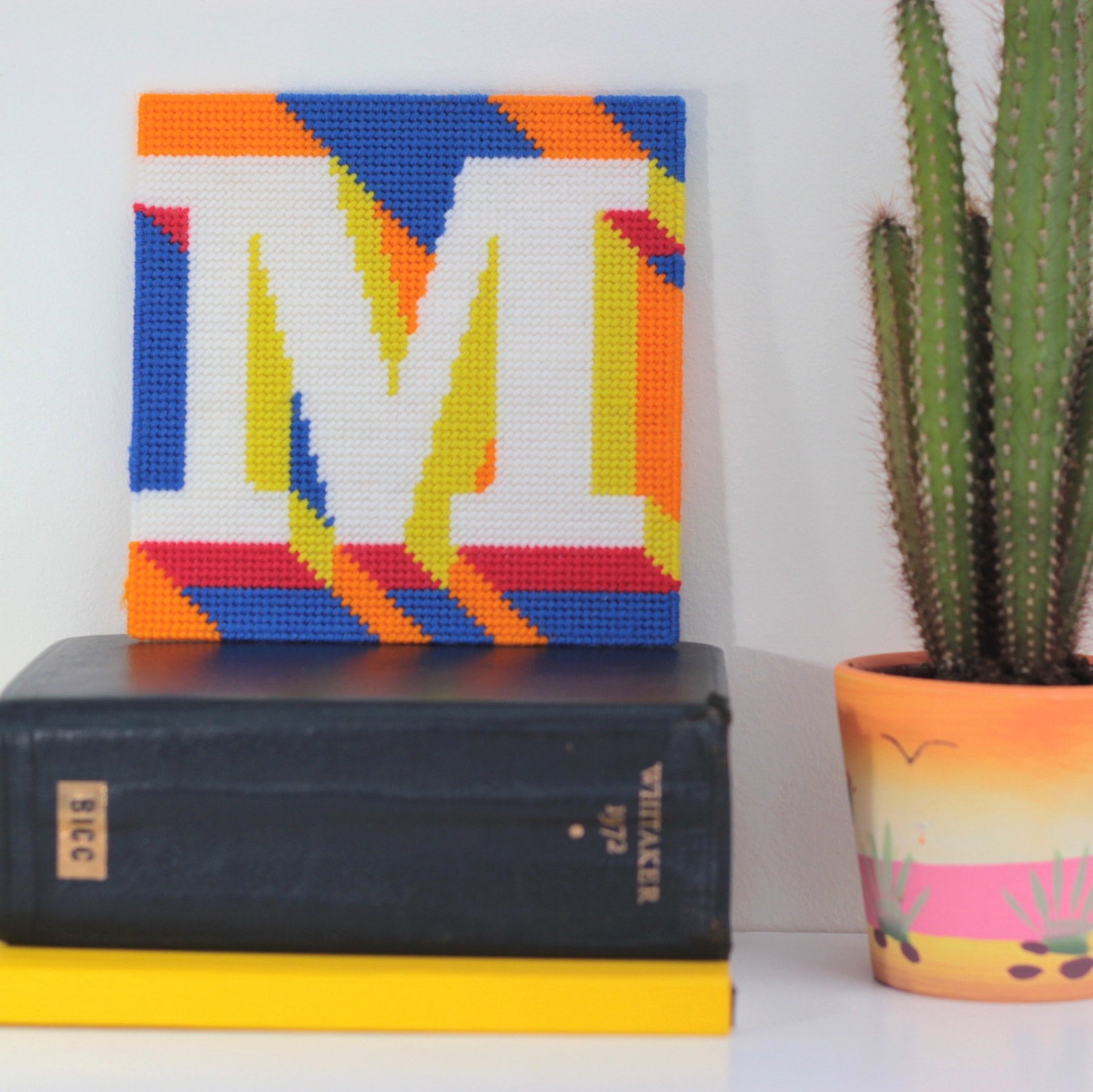 Blue Letter M Alphabet Tapestry / Needlepoint Kit in Half Cross Stitch ...