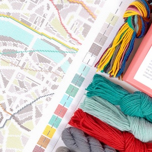 London Metro Map Tapestry / Needlepoint in Half Cross Stitch. 41 X 41cm ...