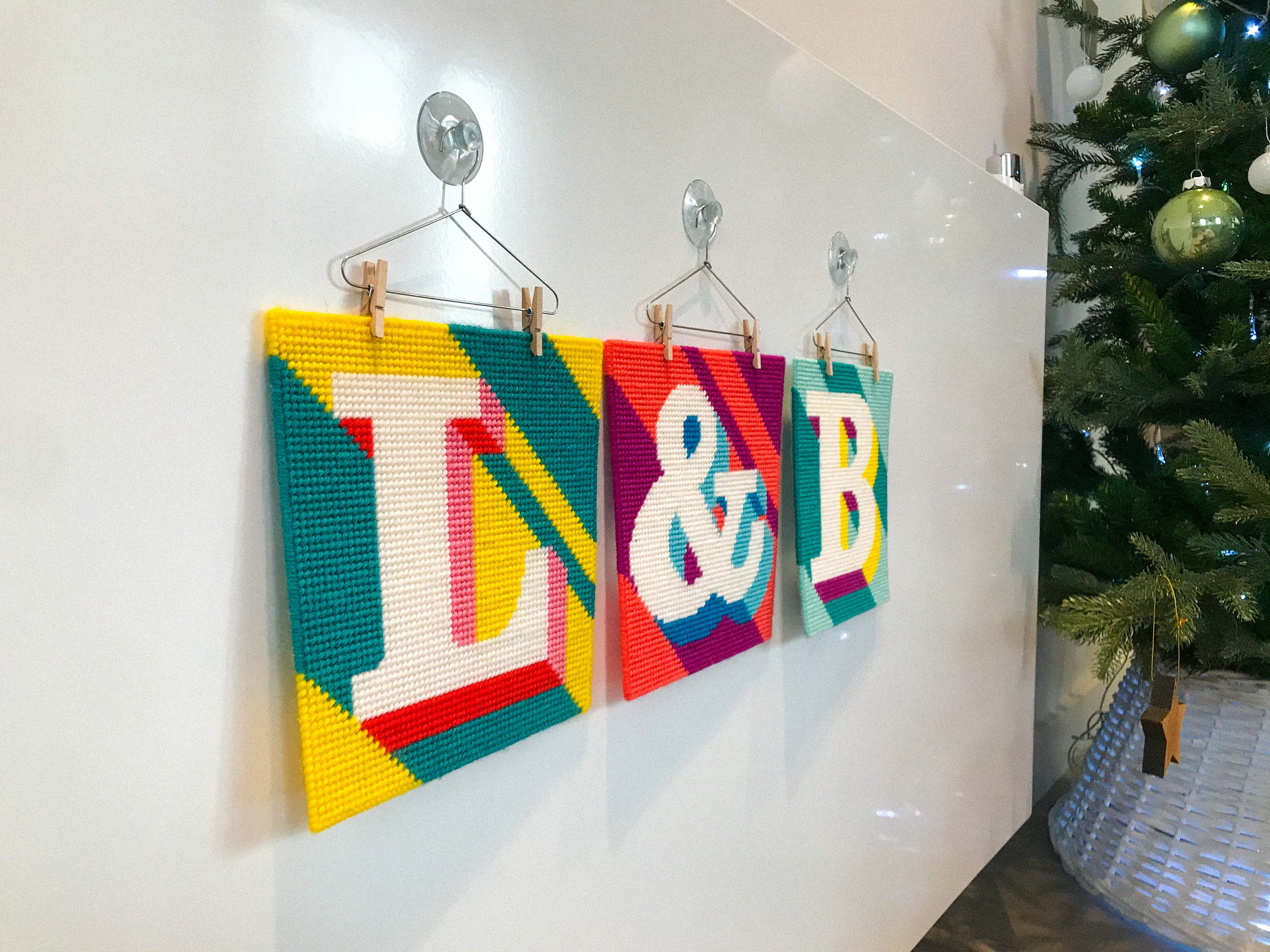 Yellow Letter U Alphabet tapestry / needlepoint kit in half | Etsy