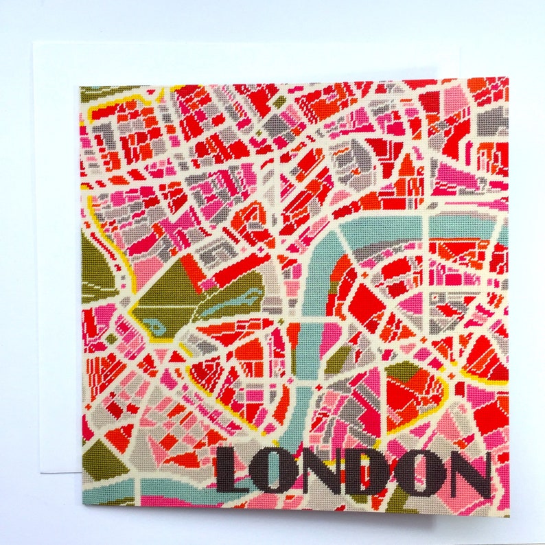 London Light City Map Tapestry / Needlepoint in Half Cross Stitch. 41 X ...