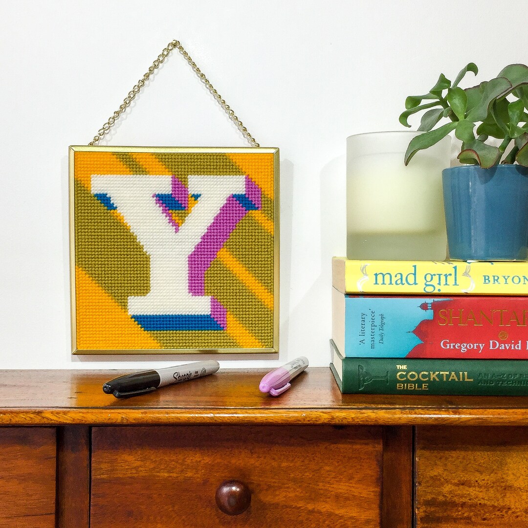 Orange Letter Y Alphabet Tapestry / Needlepoint Kit in Half Cross ...