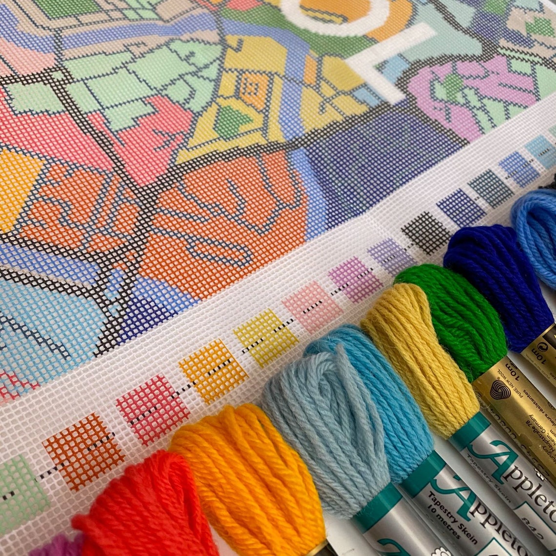 Bristol City Map Tapestry / Needlepoint in Half Cross Stitch. 41 X 41cm ...