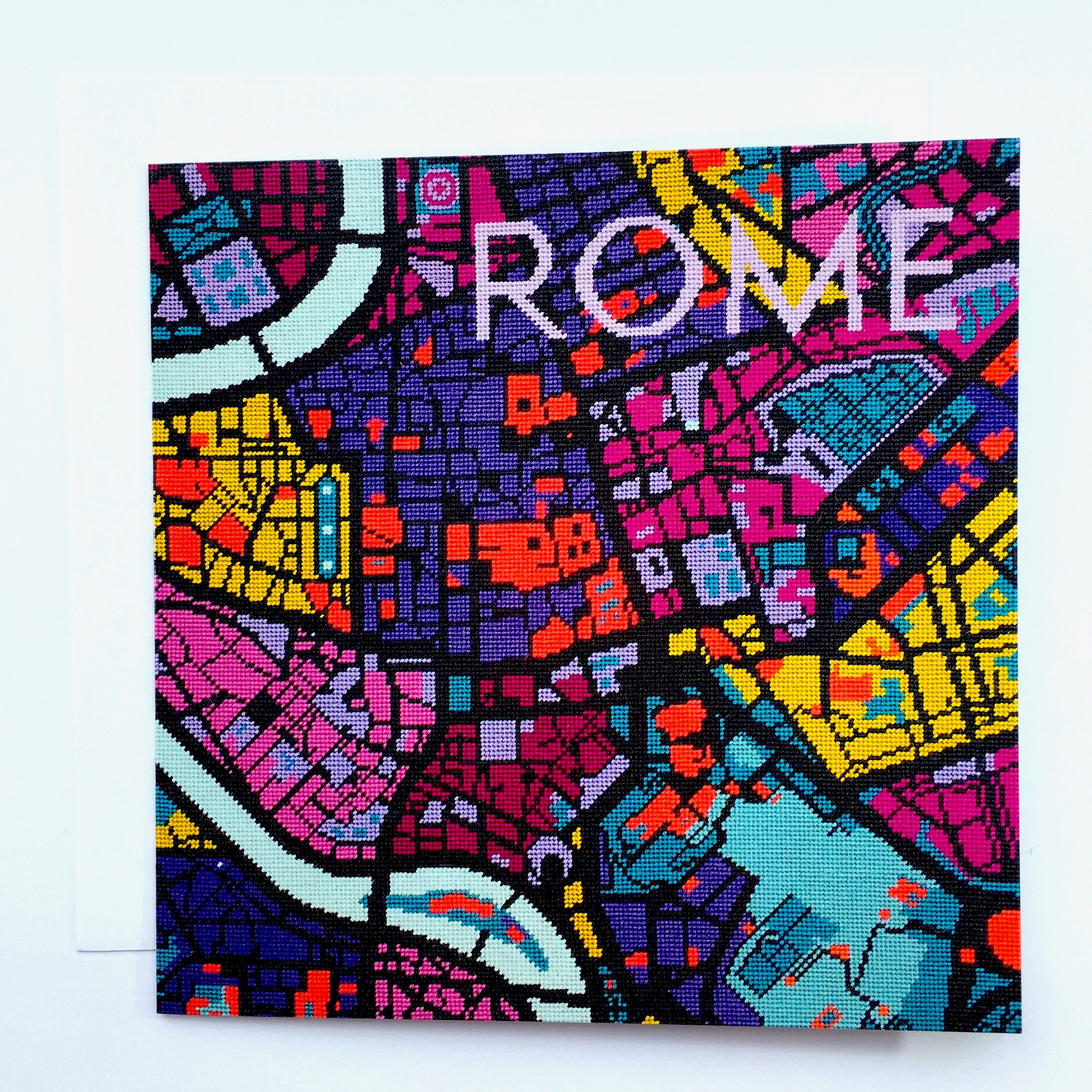 Rome Map Tapestry / Needlepoint in Half Cross Stitch. 41 X 41cm - Etsy