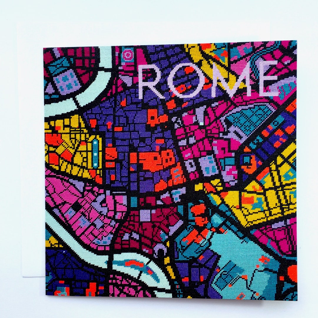 Rome City Map Greeting Card. 15 X 15cm - Etsy
